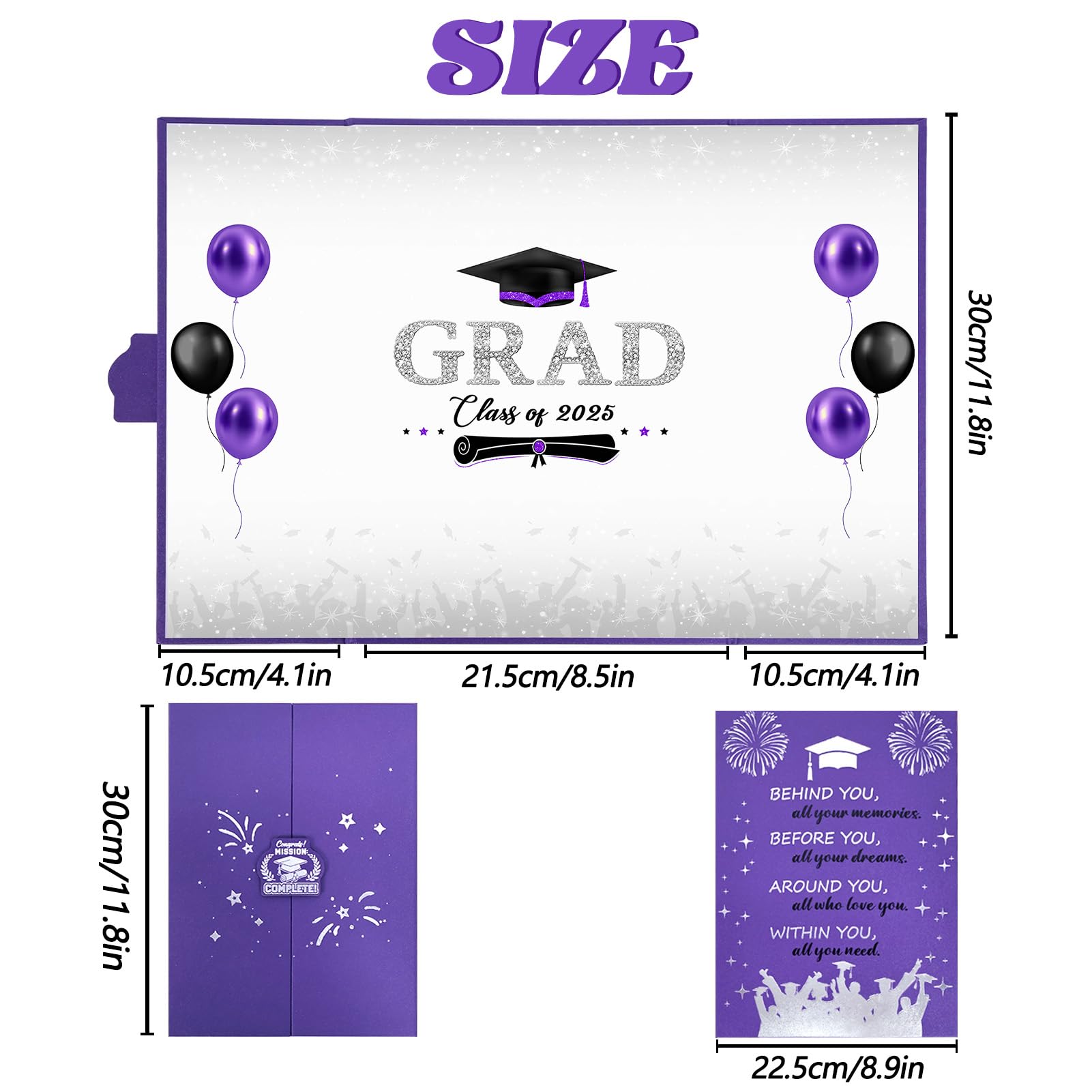 Snapklik.com : Purple And Black Graduation Decorations Class Of 2025 ...