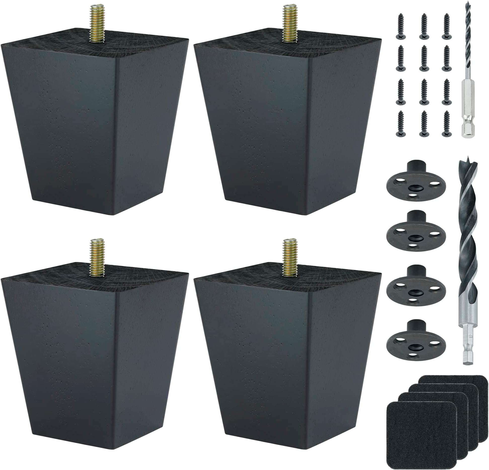 Amazon.com: Airy Abode Black Square Furniture Legs Set of 4 - Pick Your ...