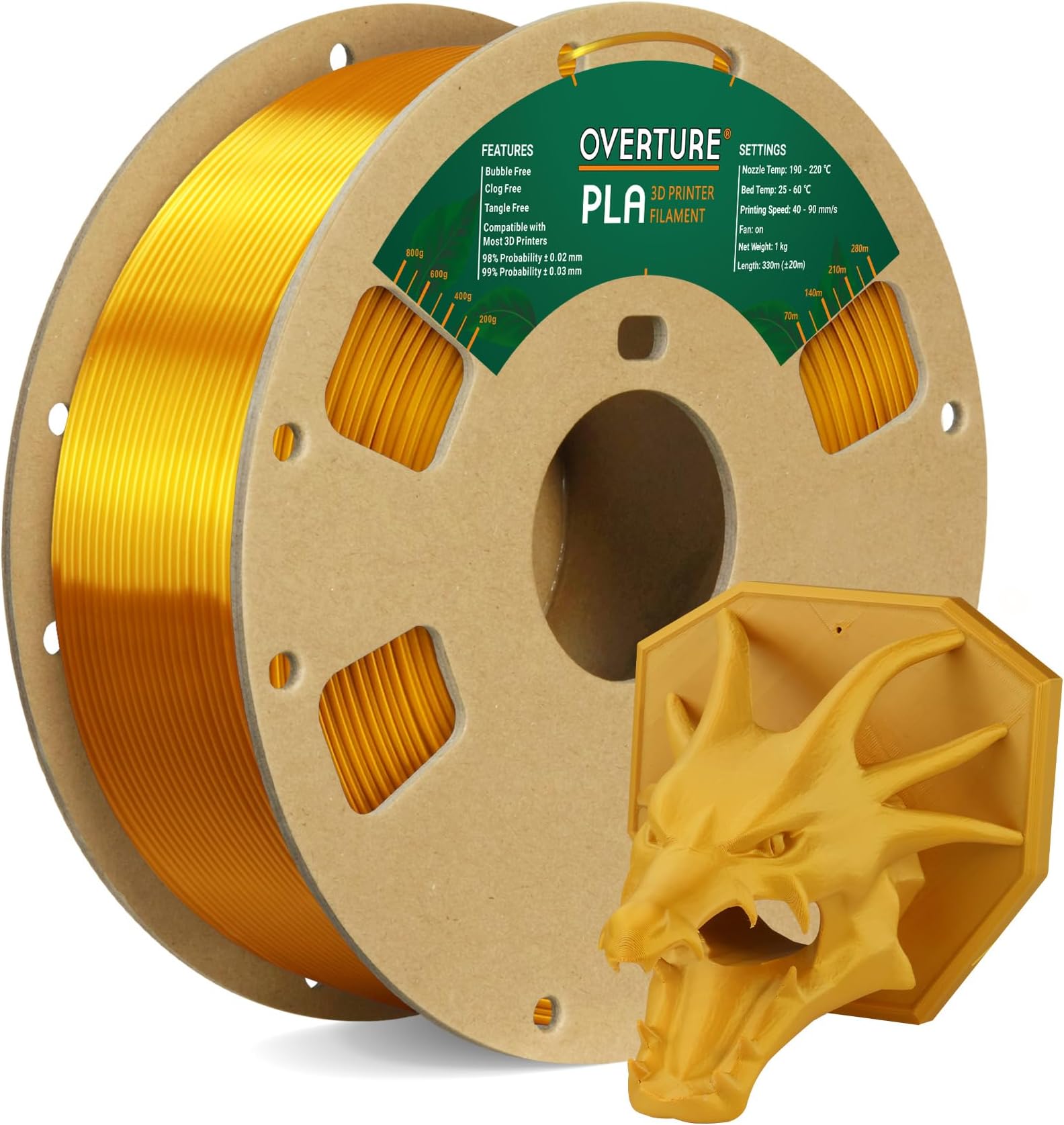 OVERTURE Rock PLA Filament 1,75 mm, Marble PLA, Spule mit 1 kg (2,2 lbs ...
