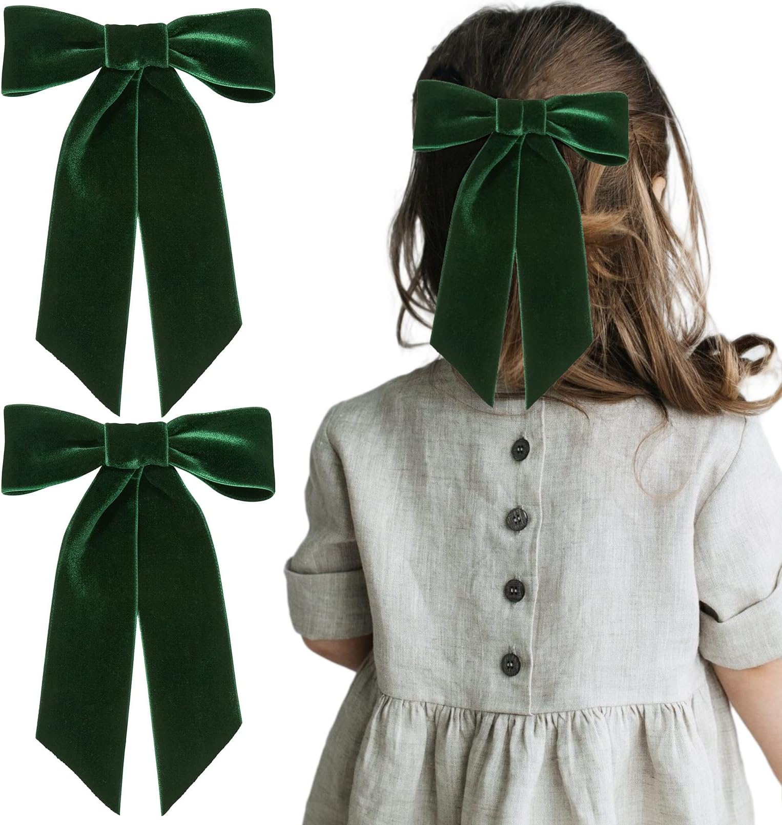 Amazon.com : 2PCS Velvet Hair Bows Red Hair Ribbon Clips Big Fall ...