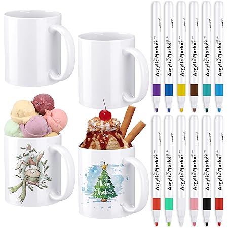 Amazon.com: Mifoci 28 Pcs Christmas Painted Mugs Kit Design Your Own ...