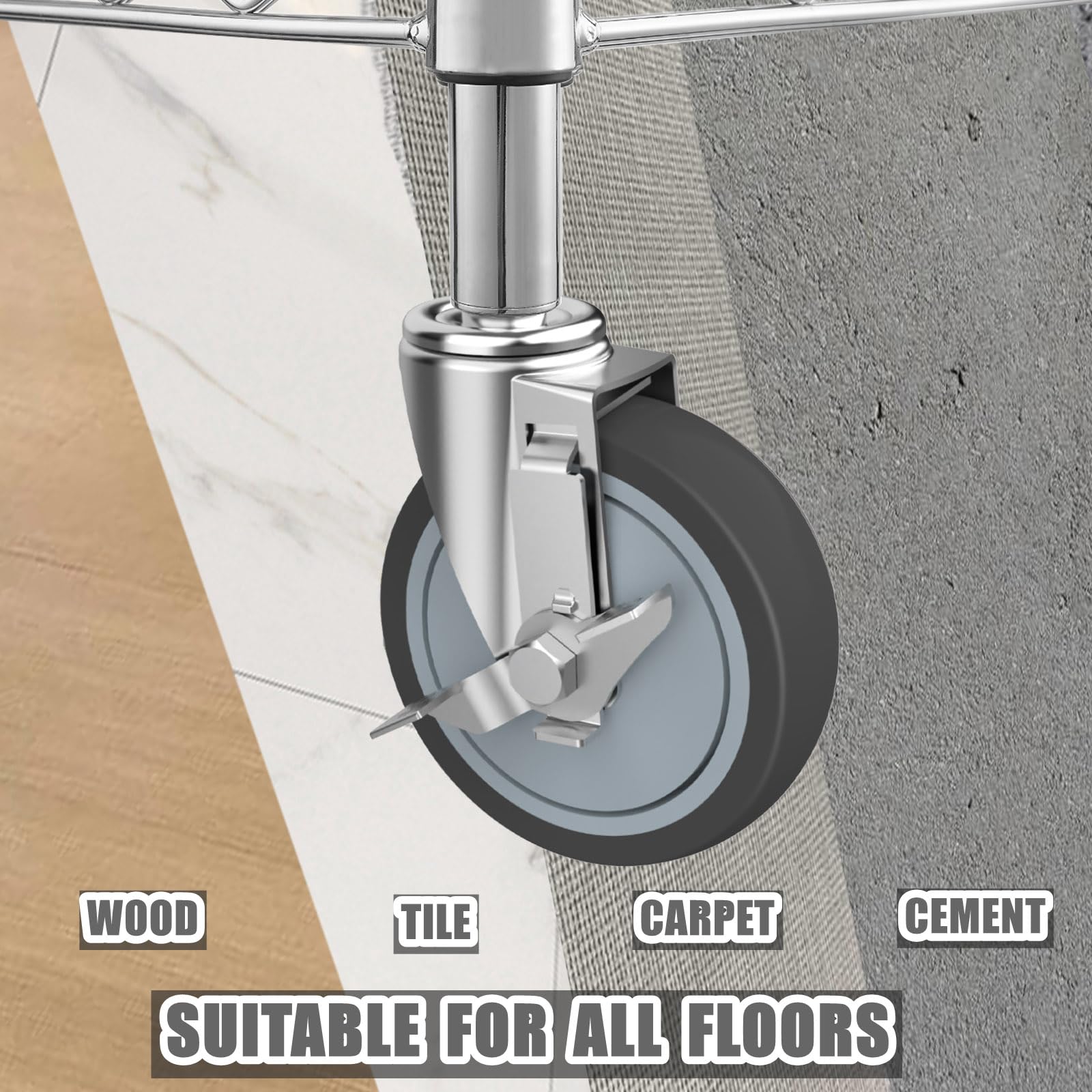 Snapklik.com : RILIDRI 5-Inch Caster For Wire Shelving Racks, Heavy ...