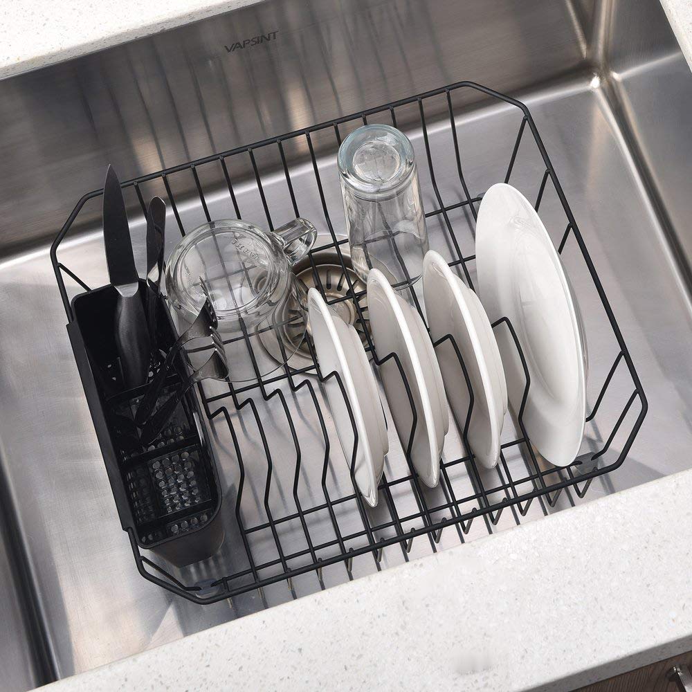 IKEBANA Black Commercial Small Wire Kitchen Dish Rack, Kitchen in-Sink ...