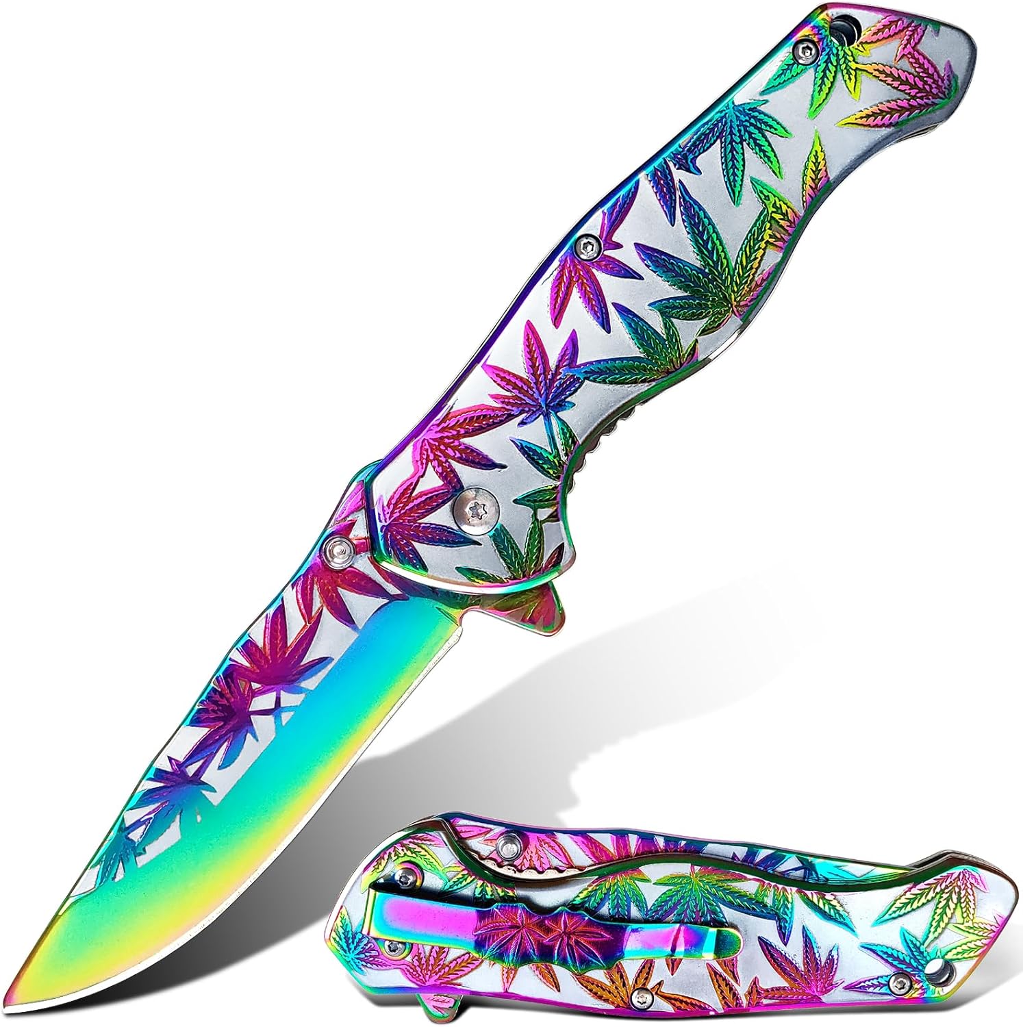 Amazon.com: Vividstill Pocket Knife for Men, Cool Rainbow Pocket ...