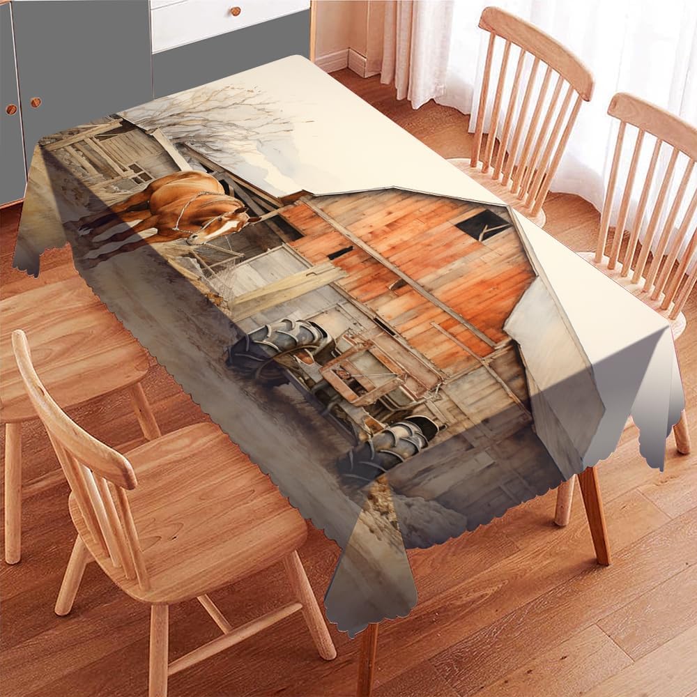 Amazon.com: Dunmat Farmhouse Horse Waterproof Tablecloths Retro Vintage ...