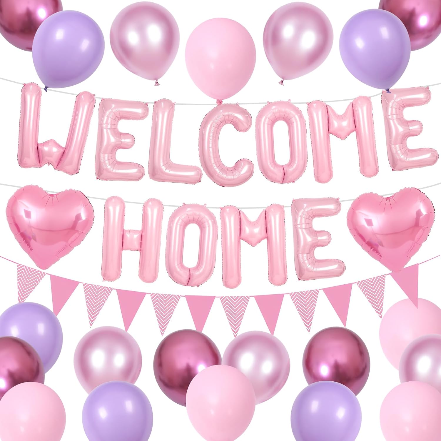 Amazon.com: Welcome Home Decorations Pink,Welcome Home Foil Balloon ...