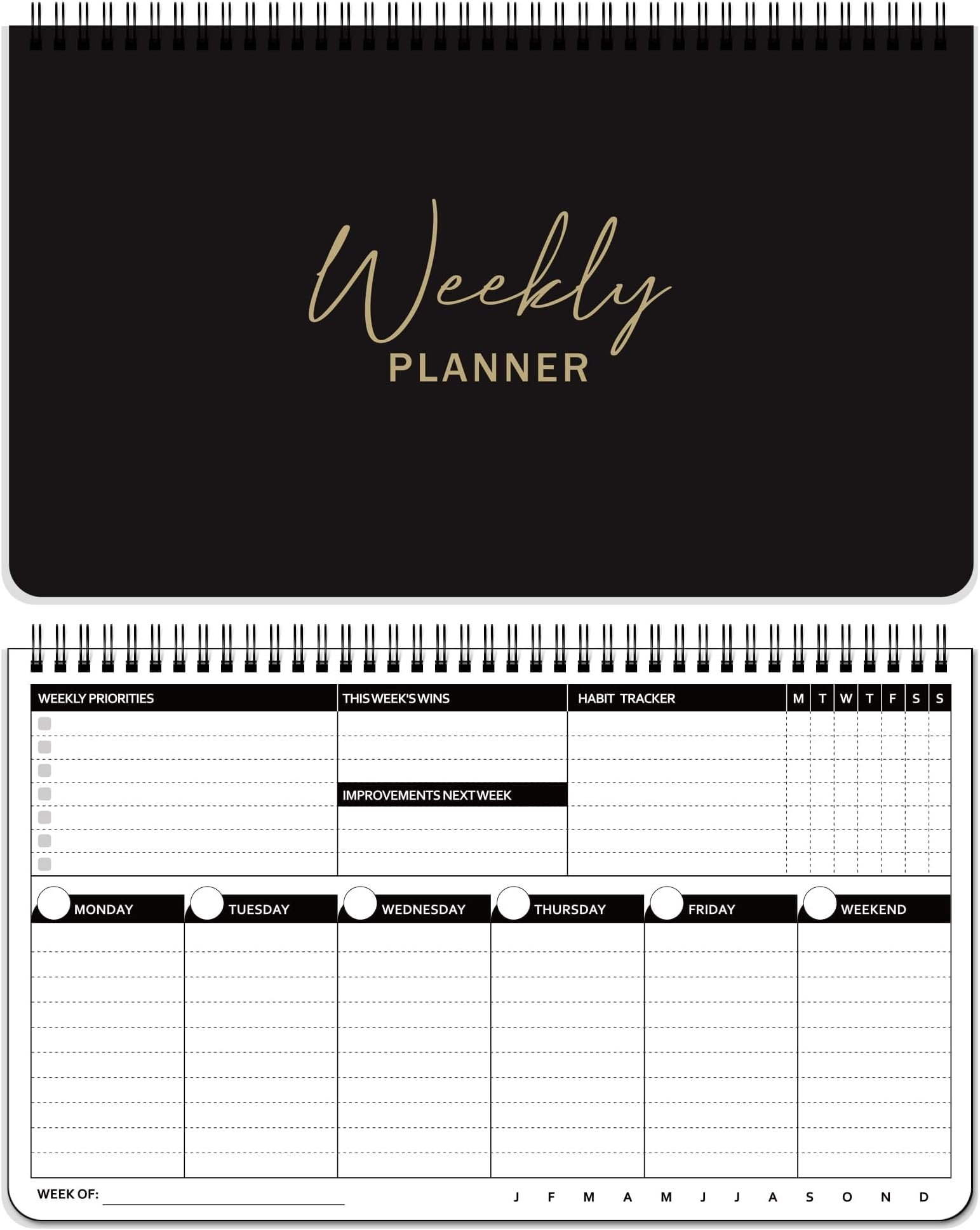 BIROYAL Weekly Planner Notepad Undated - Spiral Planning Pad with Daily ...