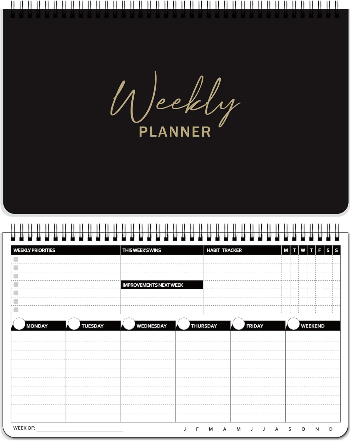 BIROYAL Weekly Planner Notepad Undated - Spiral Planning Pad with Daily ...
