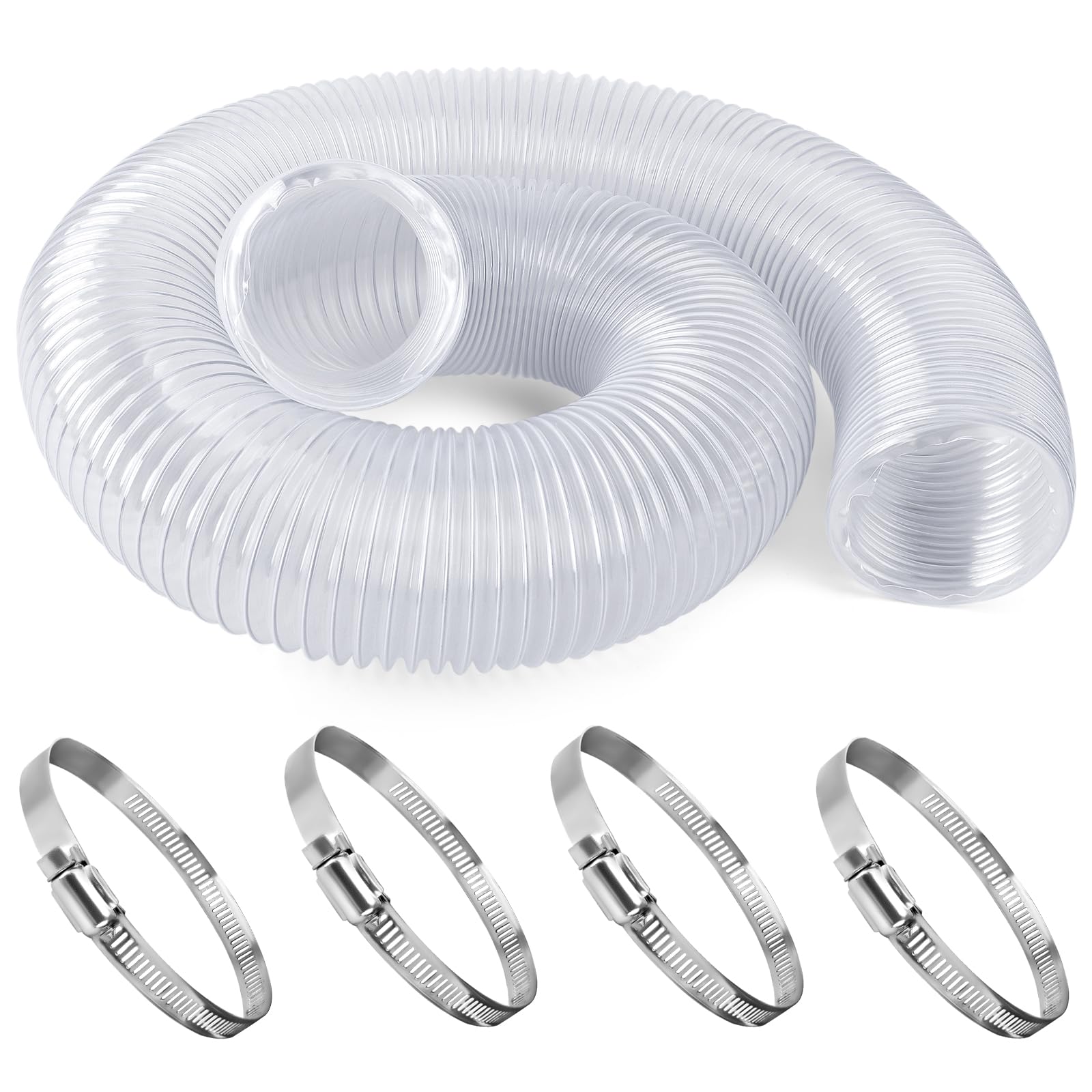 UCandy 2.5" x 10' Heavy PVC Dust Collection Hose, Flexible Clear Debris ...