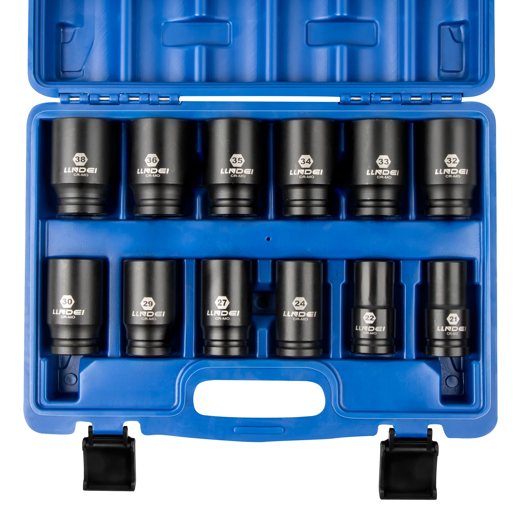 LLNDEI 3/4 inch Drive Impact Socket Set, 12 Piece Heavy Duty CR-MO Deep ...