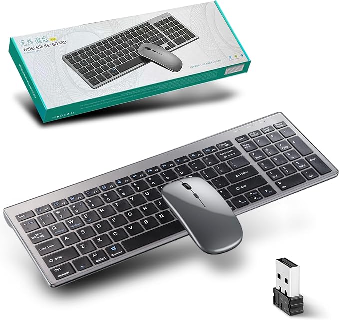 Wireless Keyboard and Mouse Set 2.4Ghz & Bluetooth, Rechargeable ...