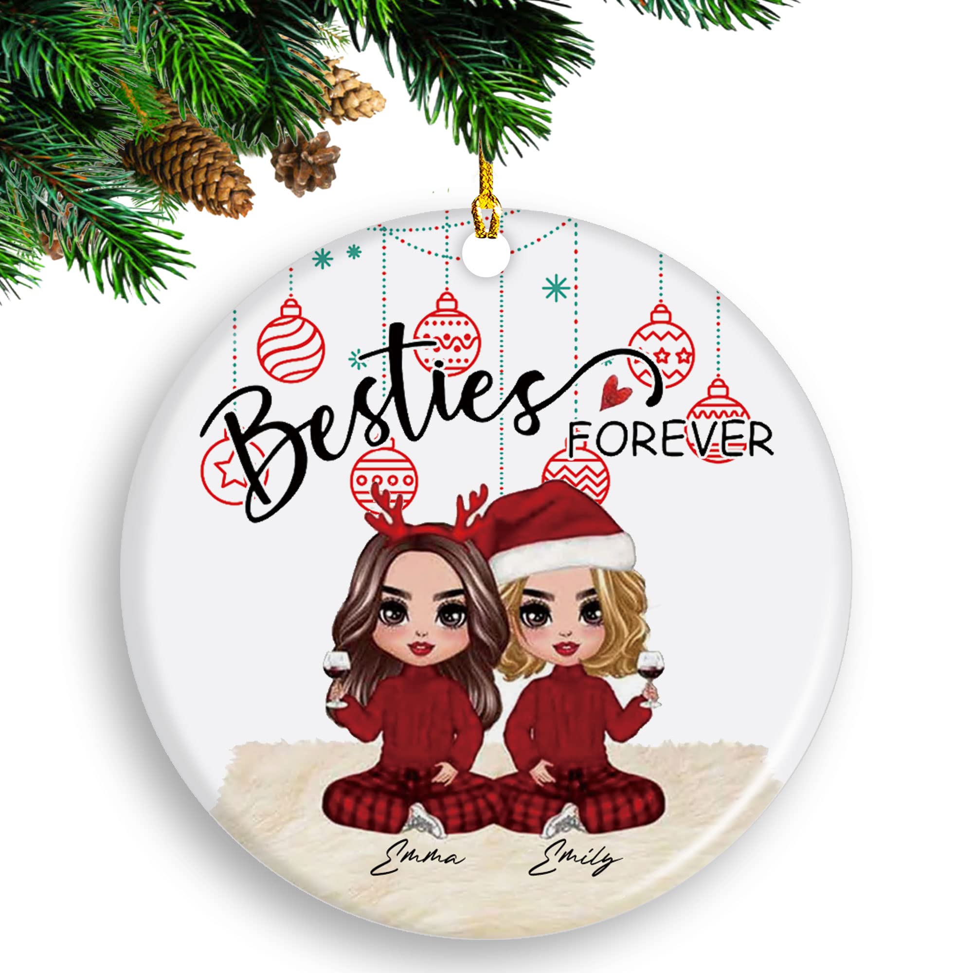 Amazon.com: Besties Forever Ornament - Friendship, Xmas Tree Ornament ...
