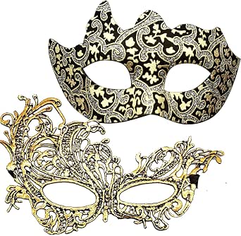 Amazon.com: Groumh Couple Masquerade Masks for Couples Women and Men ...