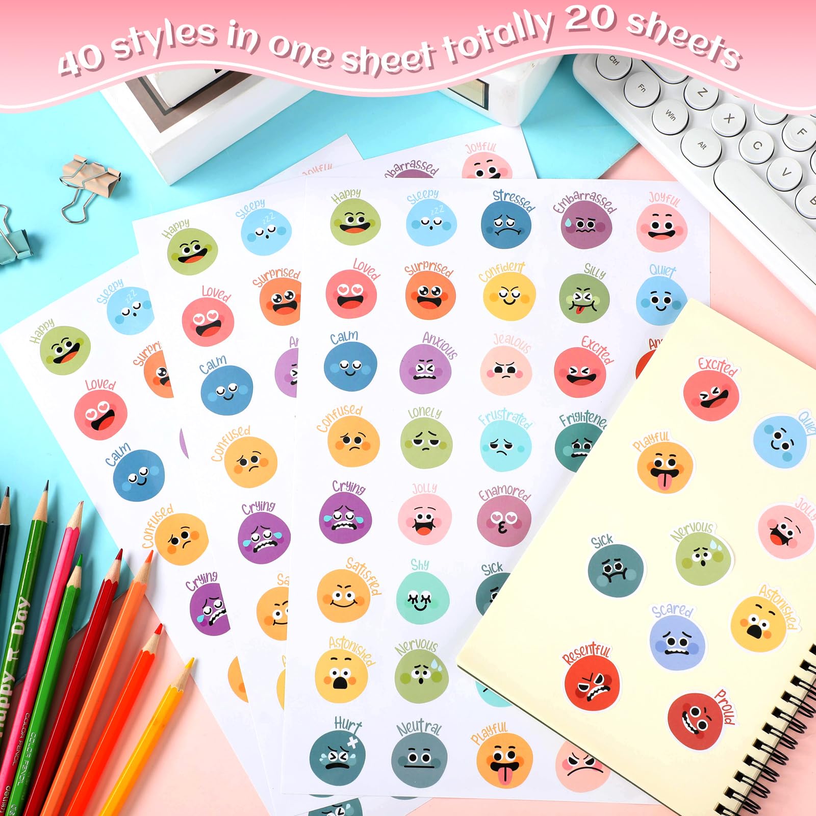 Snapklik.com : Eersida 800 Pieces Face Emotion Feelings Stickers For ...