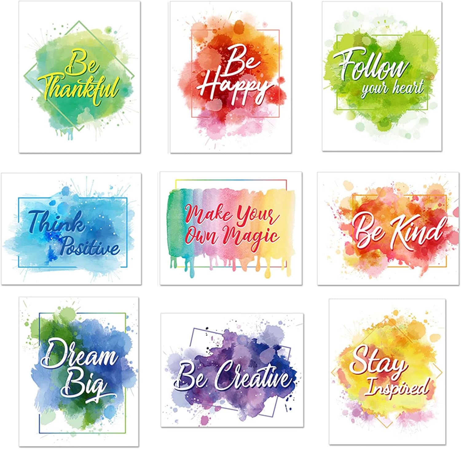 Amazon.com: GFBIND 9 Pcs Colorful Abstract Paint Splatter Watercolor ...