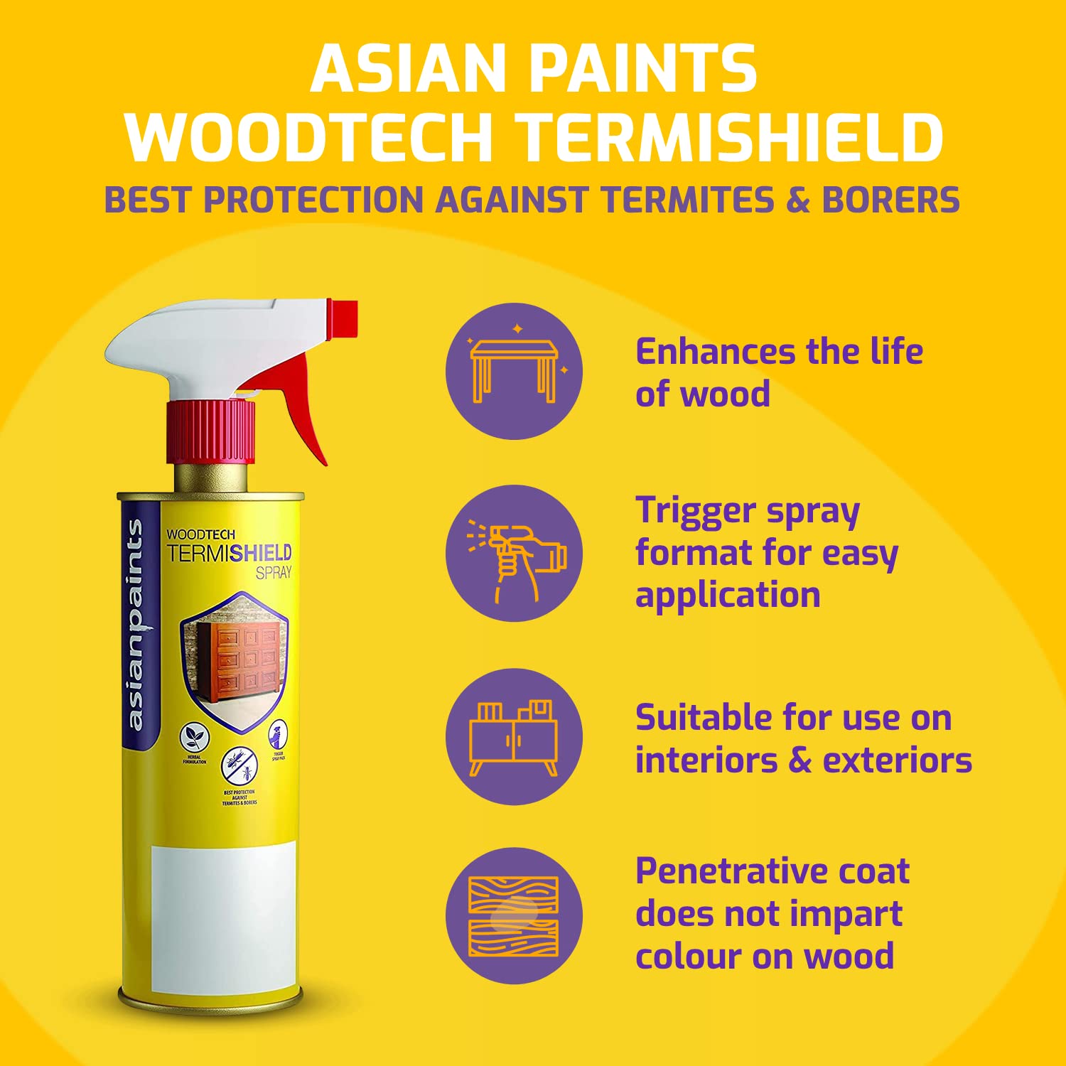 Asian Paints Woodtech Termishield Spray, DIY Termite Killer Spray for ...