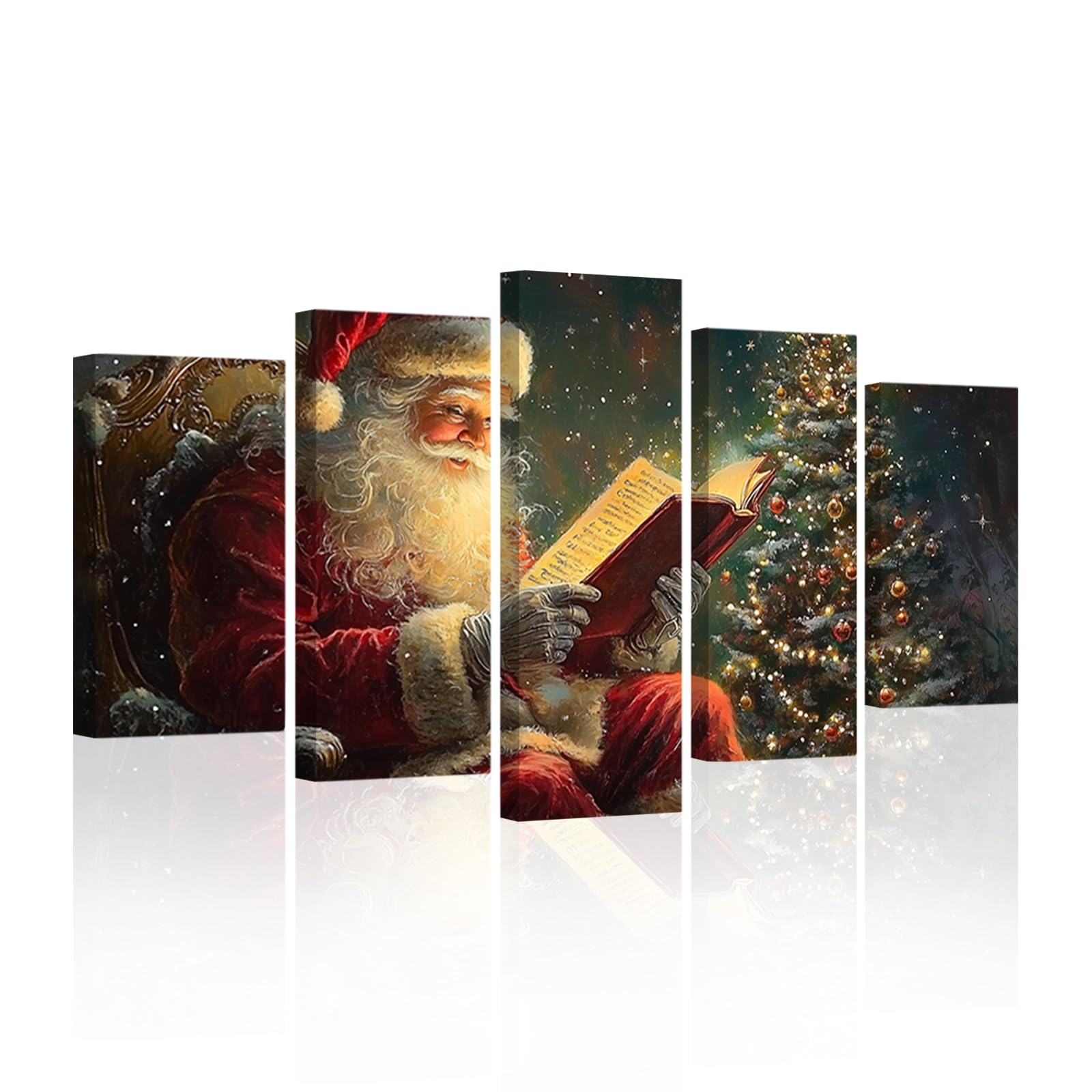 Amazon.com: SWQYLB Santa Claus Canvas Wall Art Christmas Pictures 5 ...