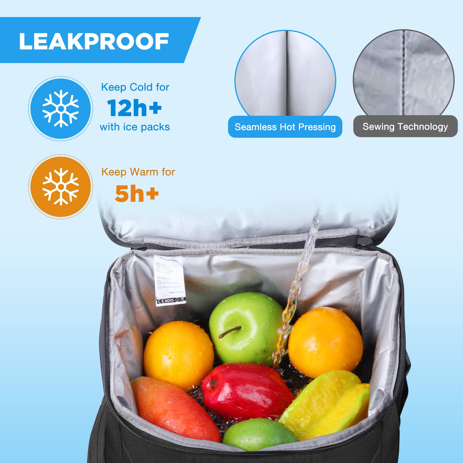 Cooler Backpack 35 Cans Leakproof Insulated Ice Backpack with Picnic ...