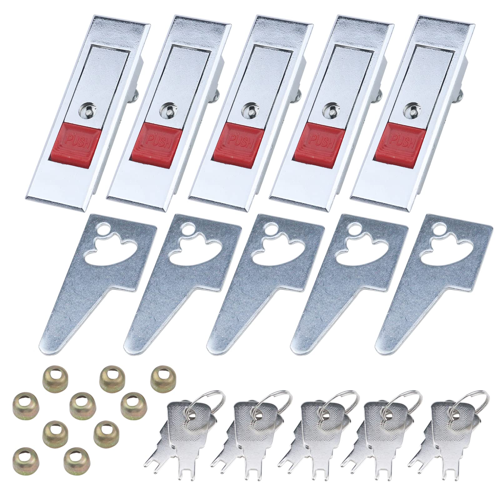 Semetall Electric Cabinet Door Cam Lock 5 Pack Red Push Button with Key ...