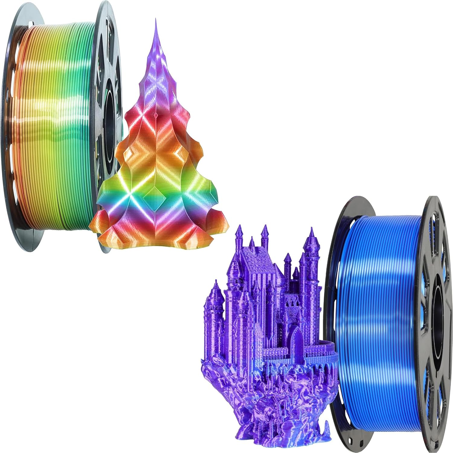 Amazon.com: 1.75mm 1Kg Silk Rainbow 3D Printing Filament + 2 Colors in ...