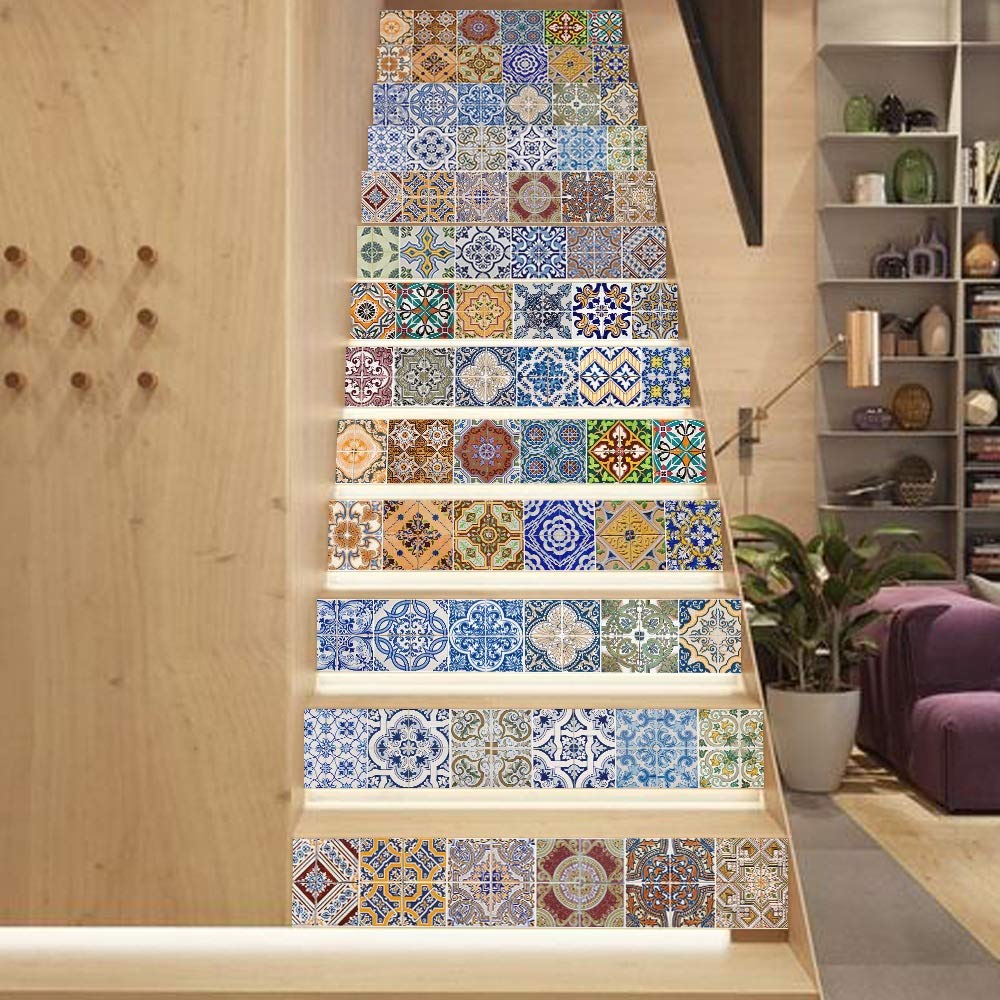 Buy Stair Sticker Decals Peel and Stick Tile Backsplash Stair Riser ...