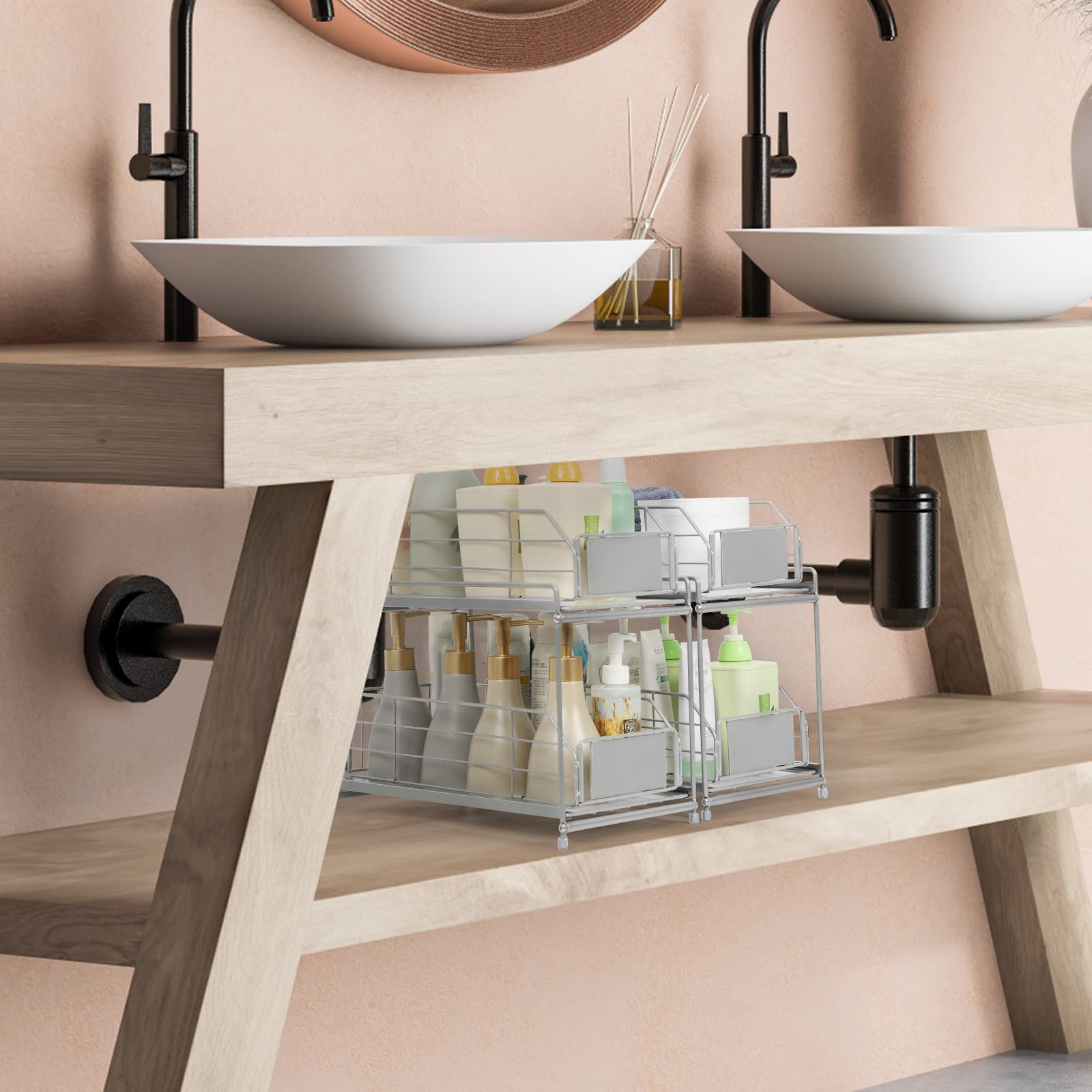Snapklik.com : Under Sink Organizers And Storage 2 Pack Bathroom Under ...