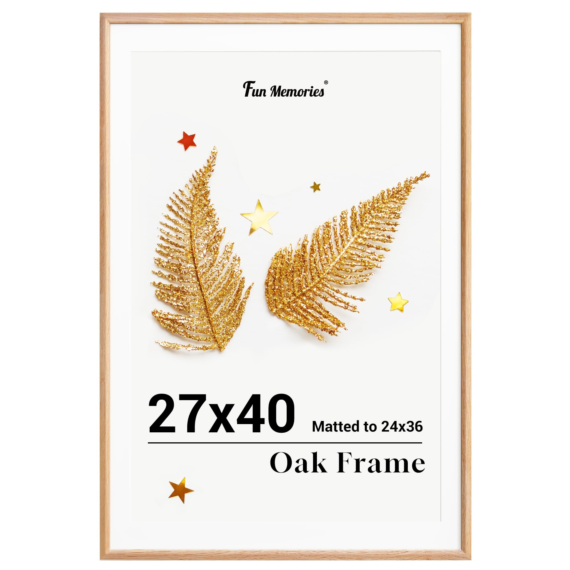 Amazon.com - Fun Memories 27x40 Poster Frame, Solid Oak Wood Picture ...