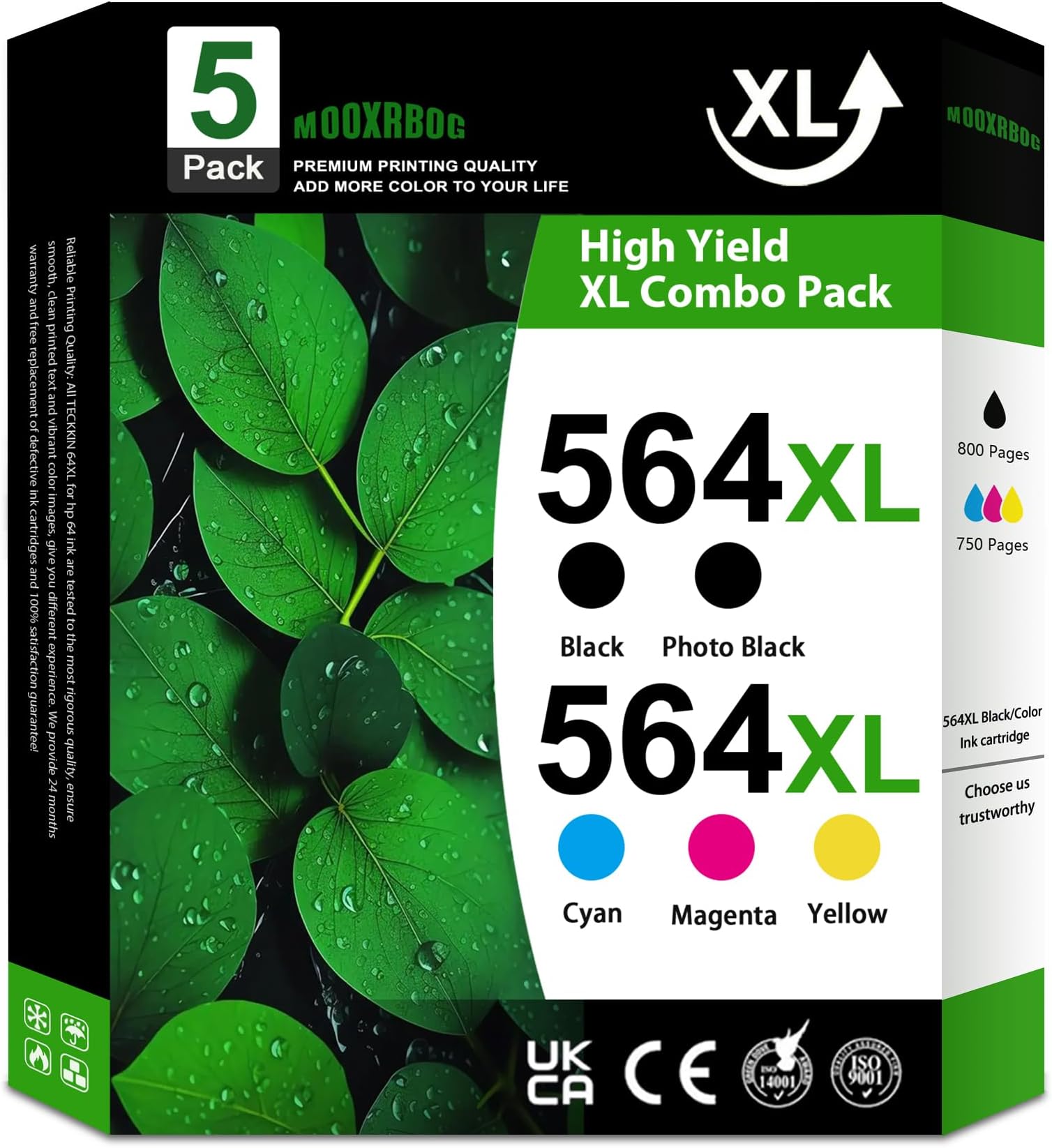 Amazon.com: 564XL Ink Cartridges Combo Pack (5-Pack, 1BK/1PBK/1C/1M/1Y ...
