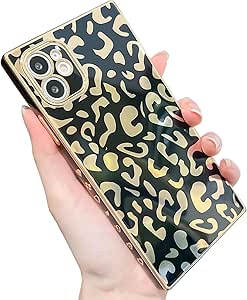Amazon.com: KERZZIL Elegant Compatible with iPhone 12 Rectangle Edge Case, Cute Luxury Leopard ...