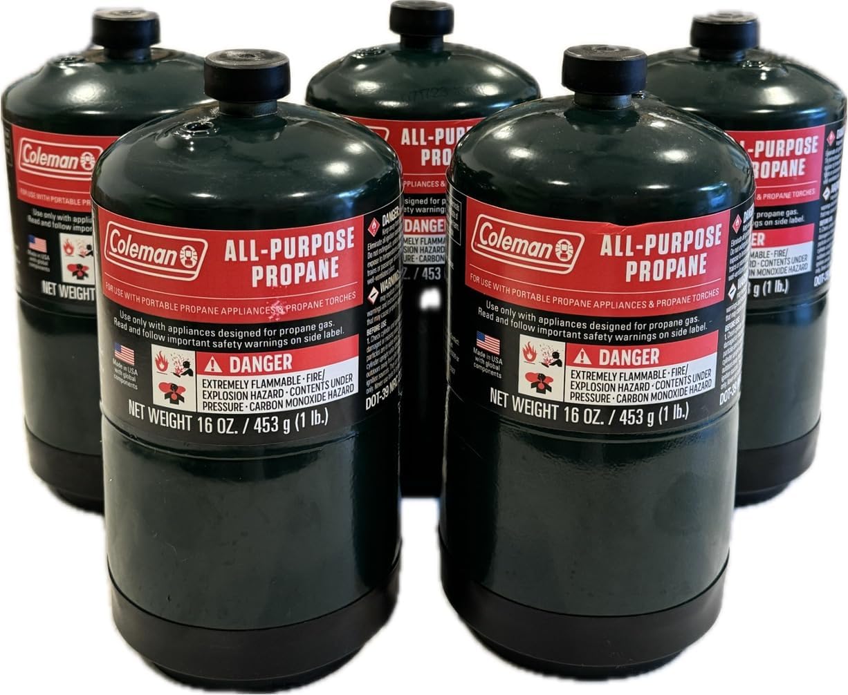 Amazon.com: Propane Replacement Fuel Cylinders 16 ounces Camping (5 Pack) : Sports & Outdoors