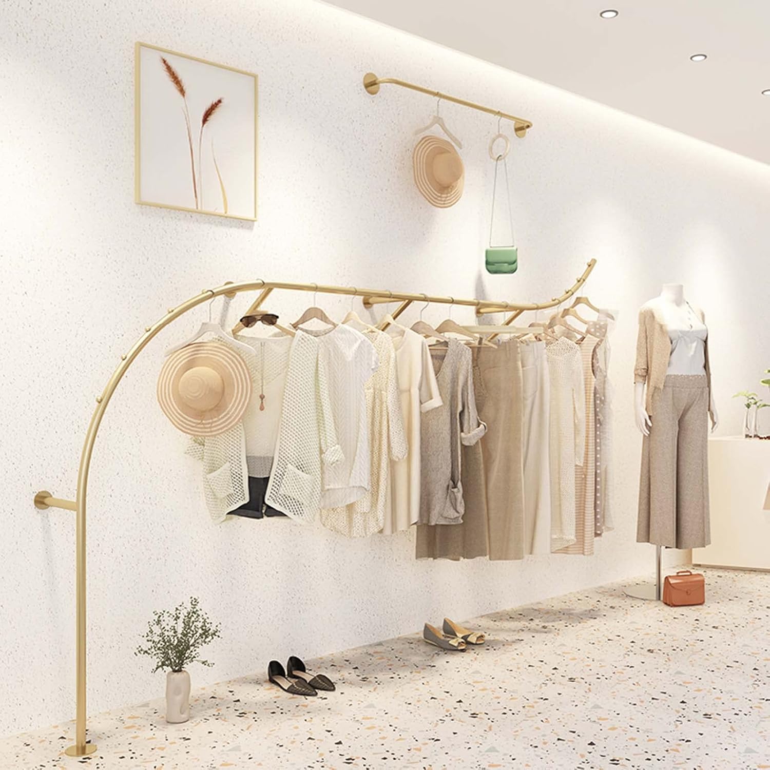 Amazon.com: Industrial Pipe Wall Mount Hanging Garment Rack, Gold ...