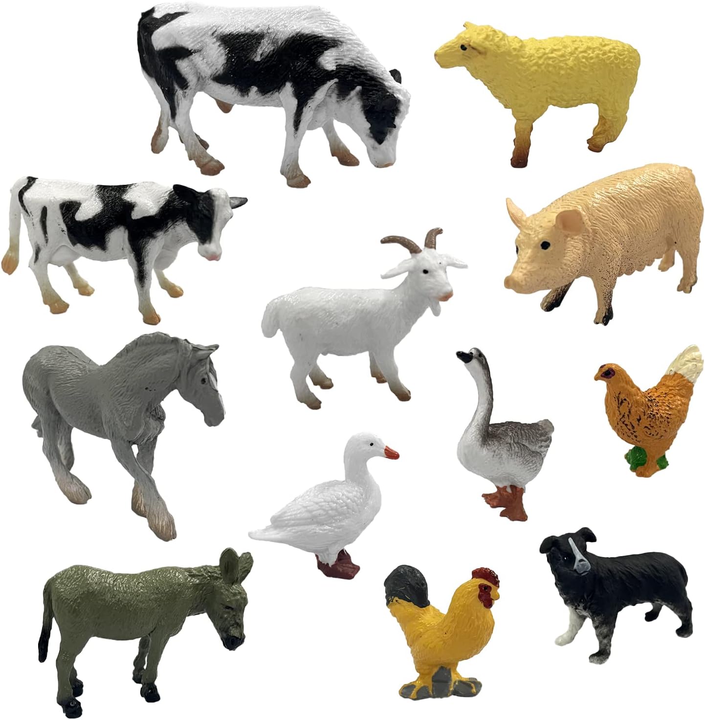 NINVVS 12 Pieces Of Farm Animal Statues Mini Farm Animals Plastic ninvvs-12-pieces-of-farm-animal-statues-mini-farm-animals-plastic