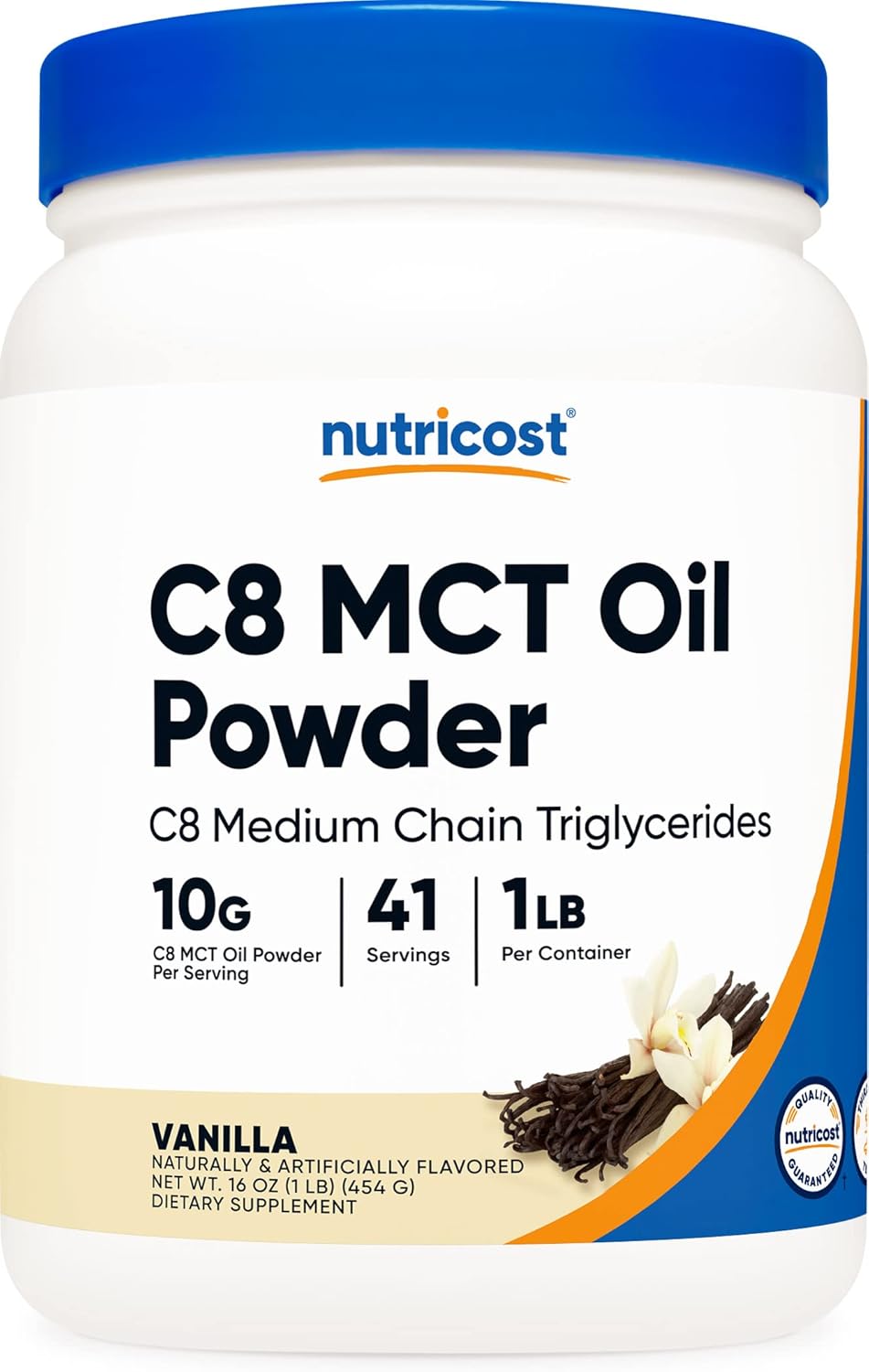 Amazon.com: Nutricost C8 MCT Oil Powder 1LB (16oz) Vanilla Flavor - 95% ...