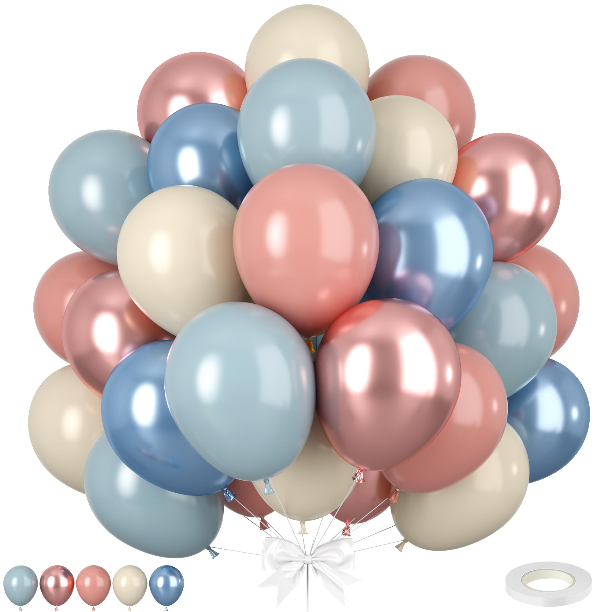 Amazon.com: Dusty Blue and Pink Balloons, 50pcs Retro Pink and Blue ...