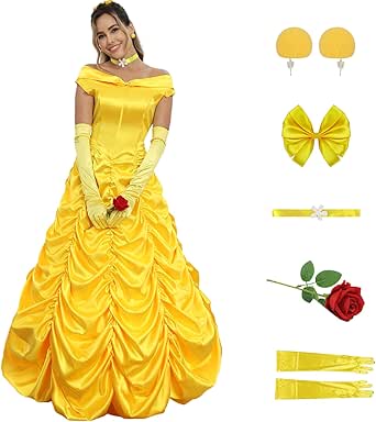 Amazon.com: Poboola Belle Costume Women Adult Princess Costumes ...