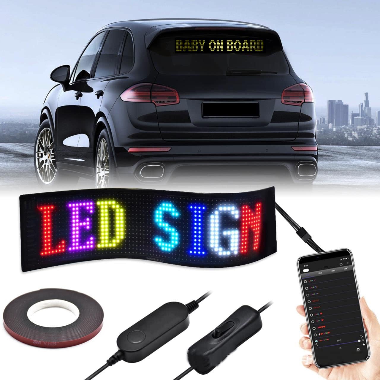 Flexible LED Scrolling Sign Indoor Outdoor Car Window Programmable with ...