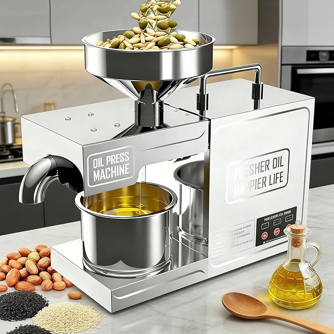 Amazon.com: 820W Automatic Oil Press Machine, Hot & Cold Press Oil ...