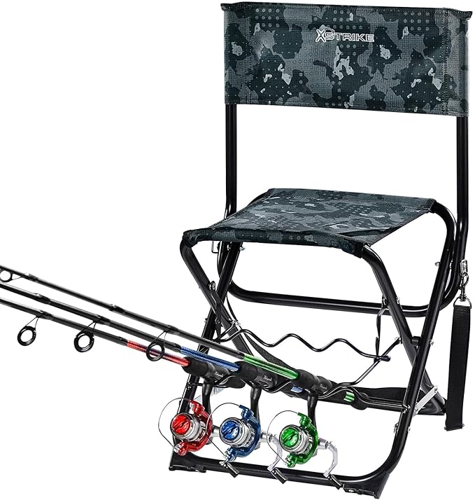 Amazon.com : X Strike Fishing Chairs with Rod Holder Outdoor Folding ...