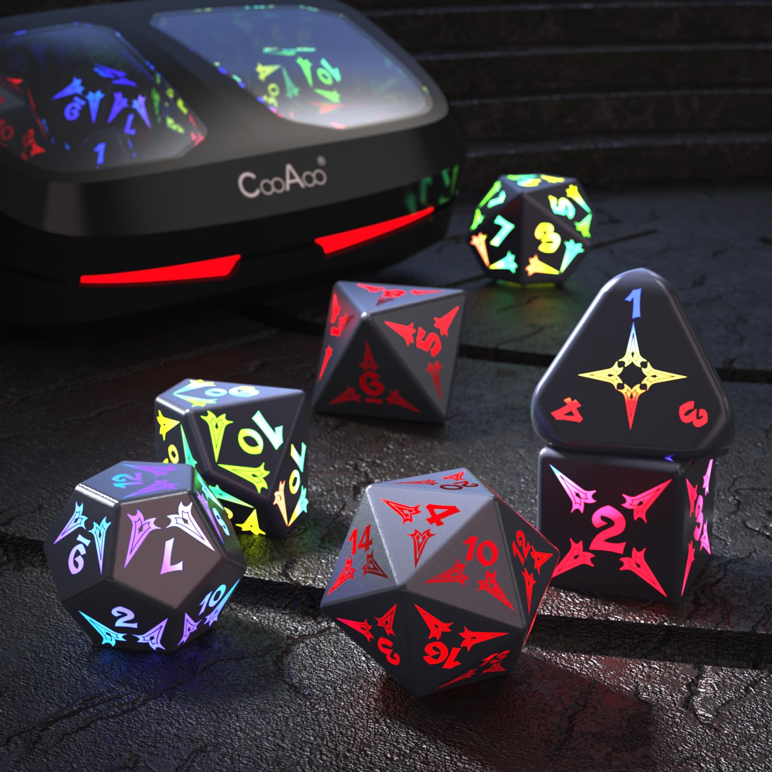 Amazon.com: CooAoo Light Up DND Dice Set, Wireless Rechargeable Glowing ...