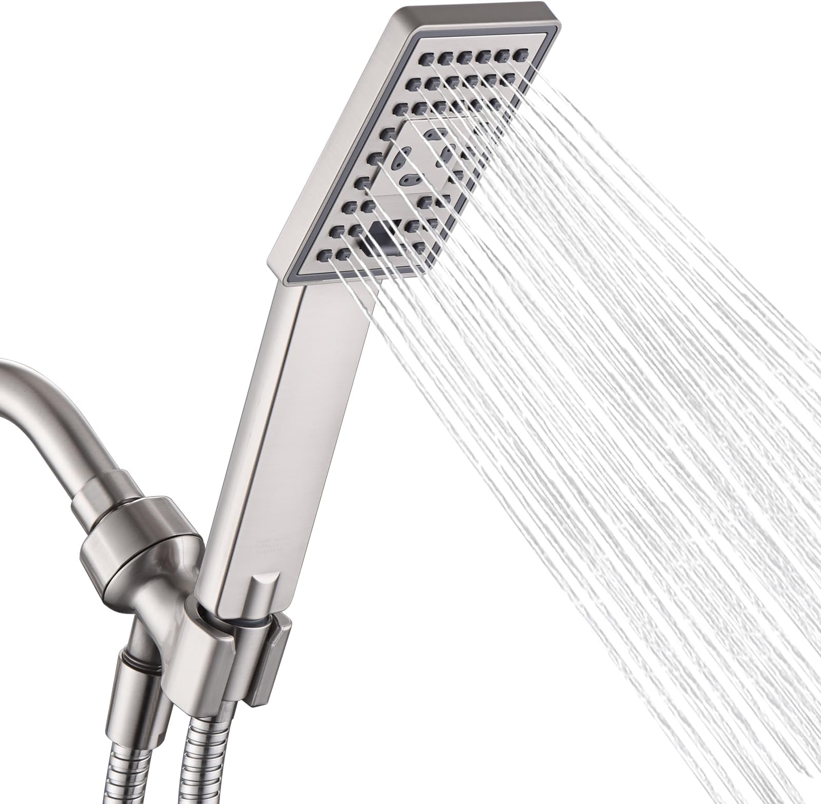 Square Solid Brass Hand Held Shower Head With Wall Connector Holder and ...