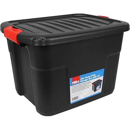 Strata Heavy Duty 75 Litre Storage Container Box with Wheels, Black ...