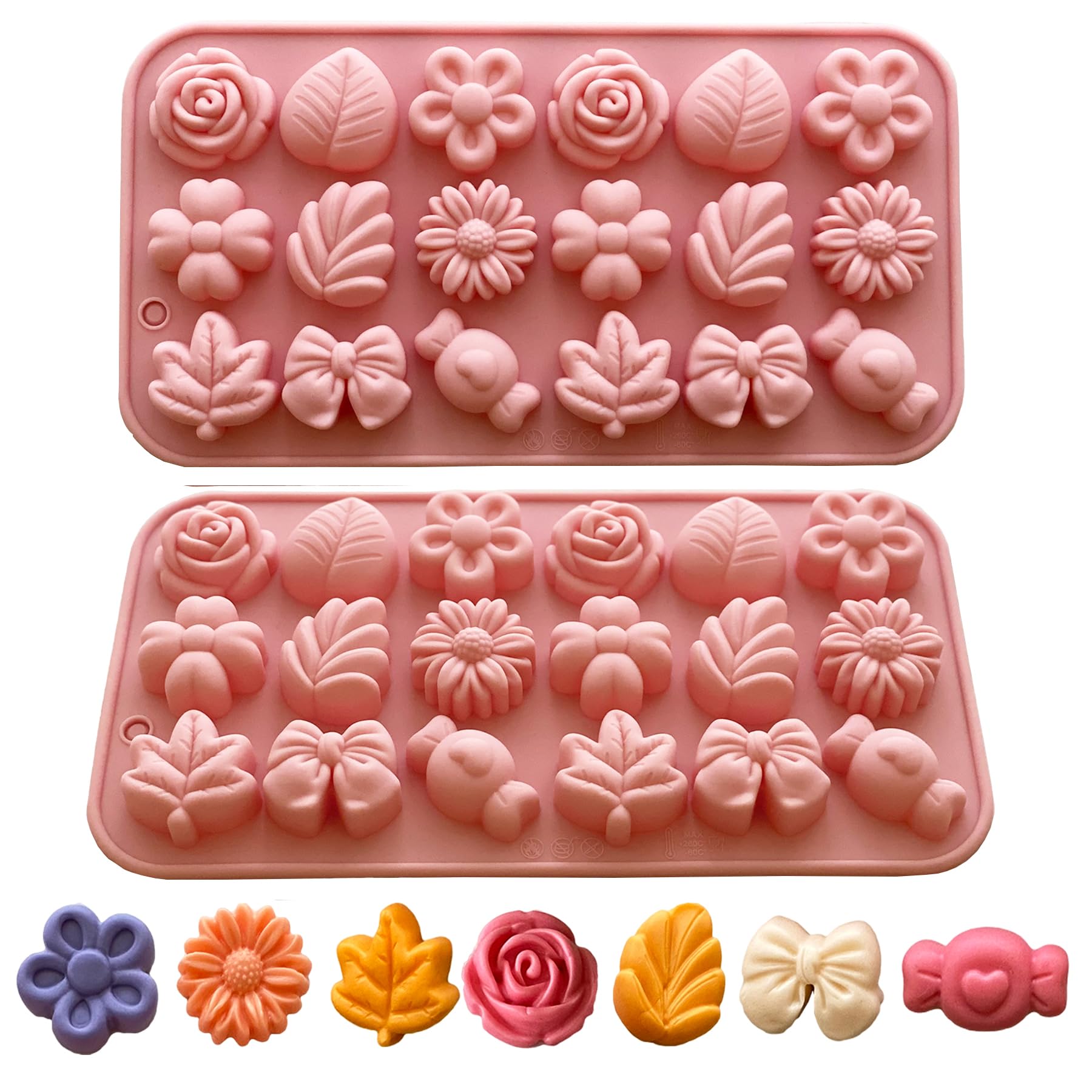 Amazon.com: Flower Candy Molds Silicone 2PCS Daisy Flower Chocolate ...