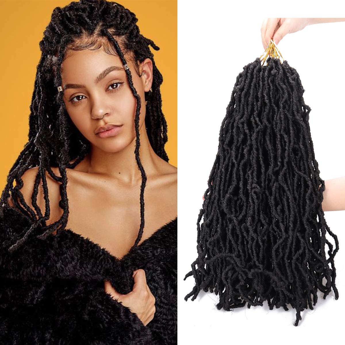 Buy 18 Inch Wavy Faux Locs Crochet Hair 7 Packs Curly Goddess Locs ...