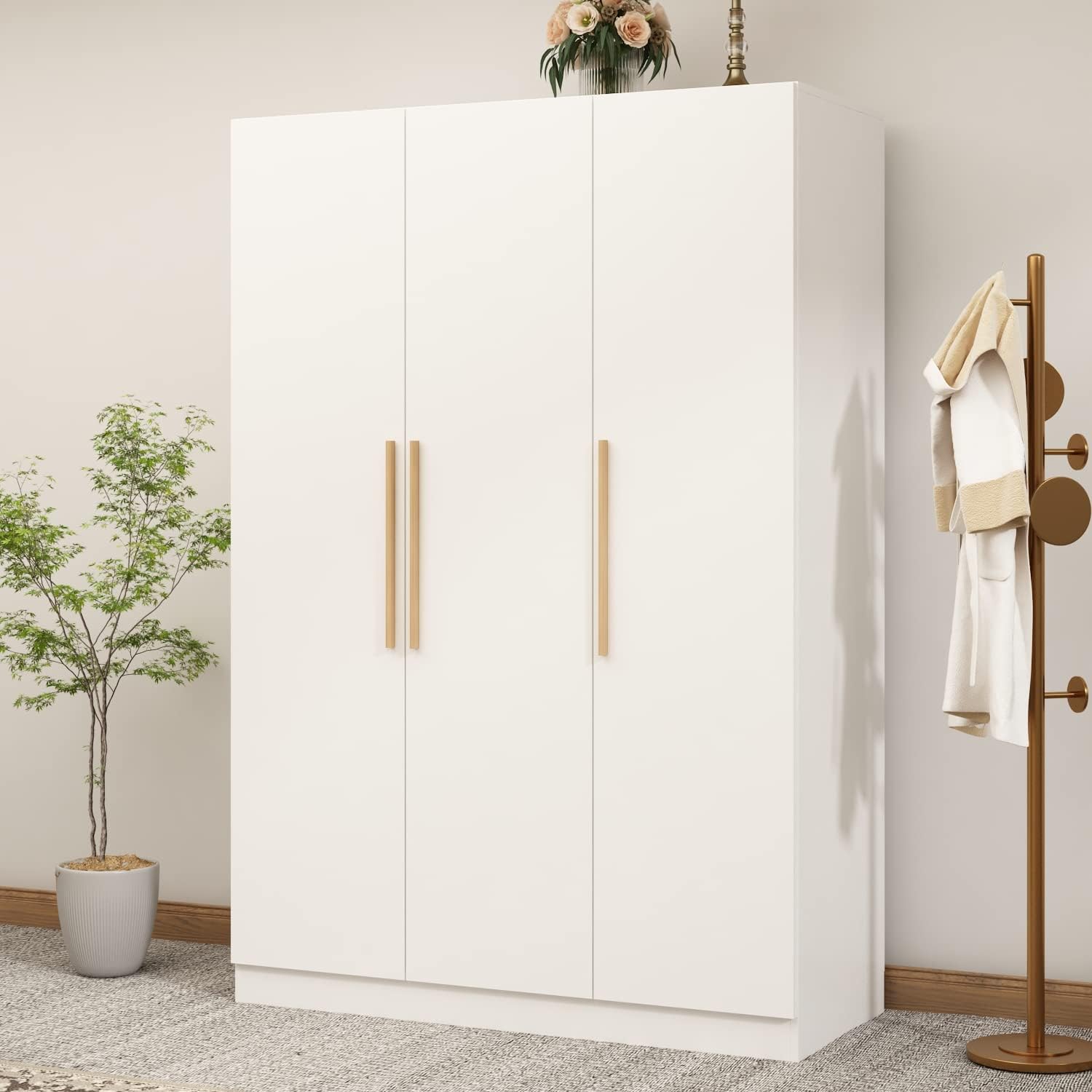 Amazon.com: Panana 3 Door Armoires Wardrobe Closet with Clothes Hanging ...