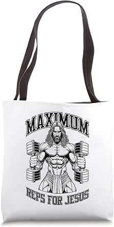 Amazon.com: Jesus Gym Christian Bodybuilder Maximum Reps Strength Tote ...