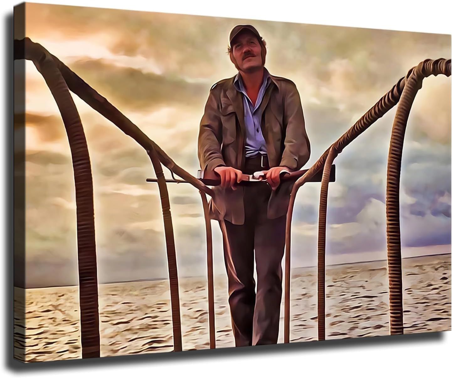 Amazon.com: Jaws Quint Standing Sunset Retro Movie Canvas Poster Canvas ...