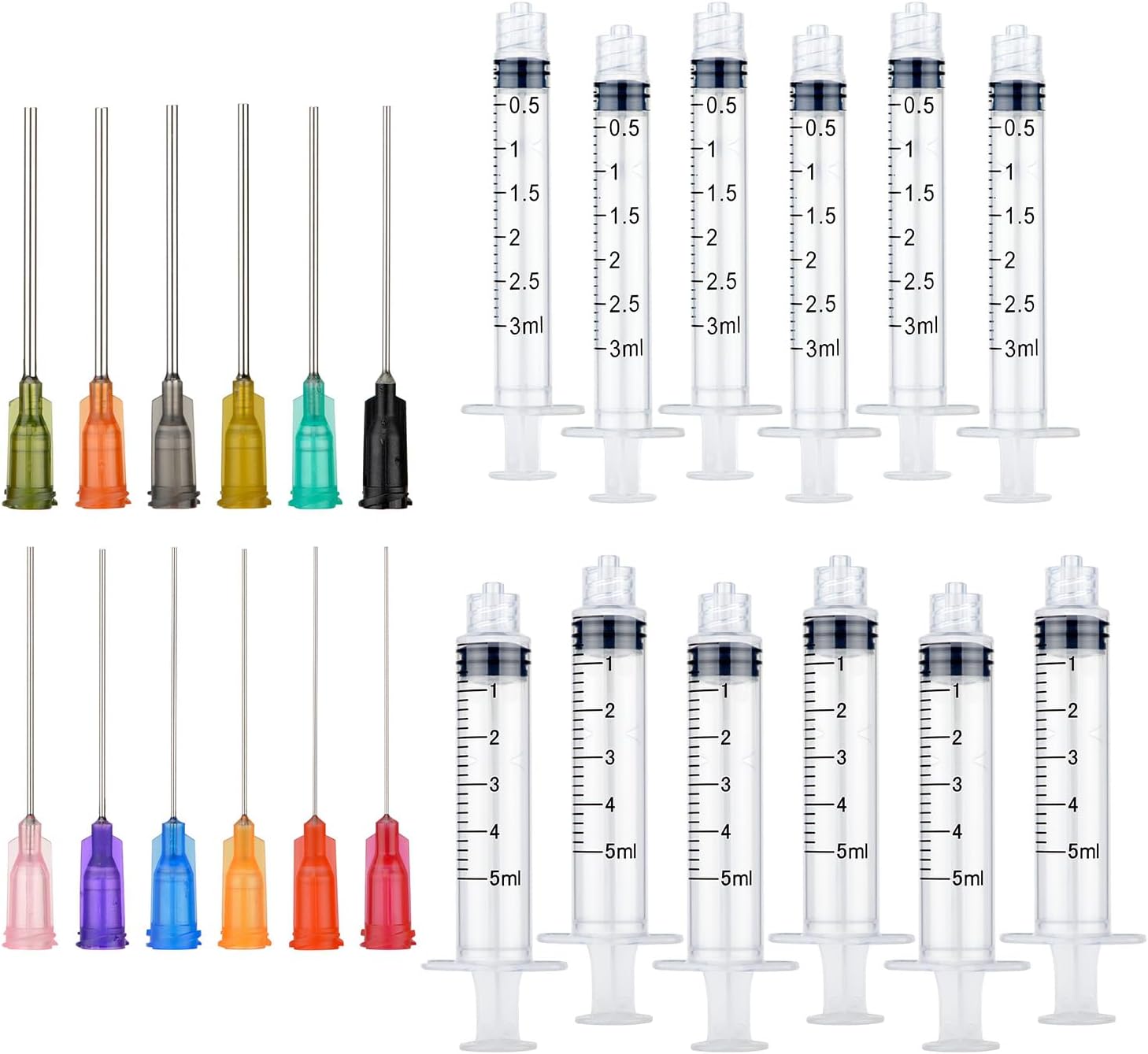 12Pack 3ML 5ML Plastic Syringe with Measurement Marks and Blunt ...