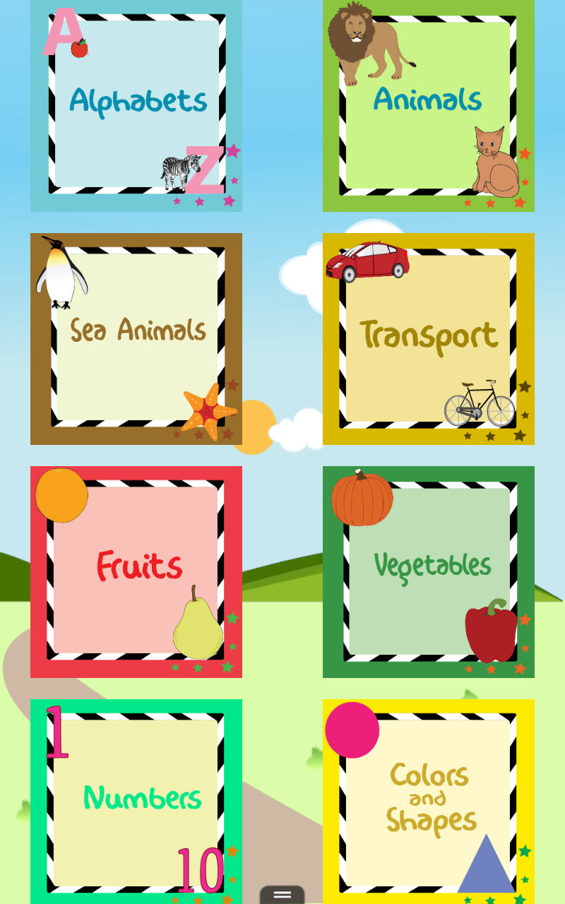 Baby Flash Cards - ABC, Fruits, Animals , Numbers, Colors, many more ...