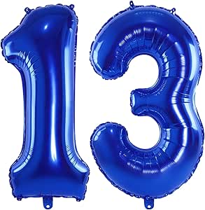 Amazon.com: Navy Blue Number 13 Balloons 40Inch Huge Royal Blue Number ...