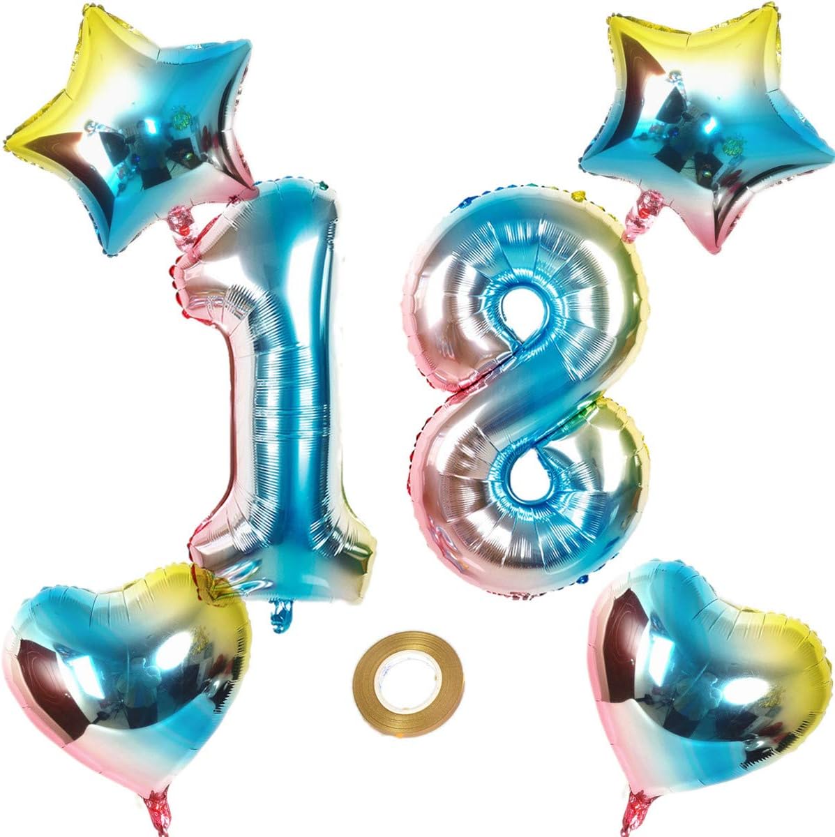 Balloons Number 18 Number 18 Balloon Rainbow 18 Number Balloon Foil ...
